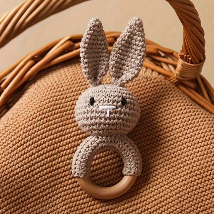 Crochet Baby Bunny Rattle in Brown – Petite Lumiere